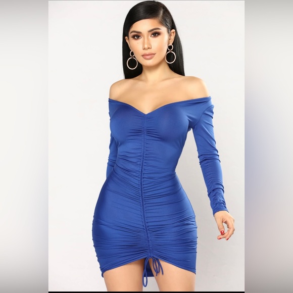 Dresses | Ruched Dress Blue | Poshmark